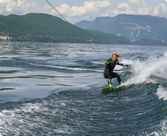 Cours wake-board, wake-surf, Lac du Bourget Petit-Port Aix-les Bains